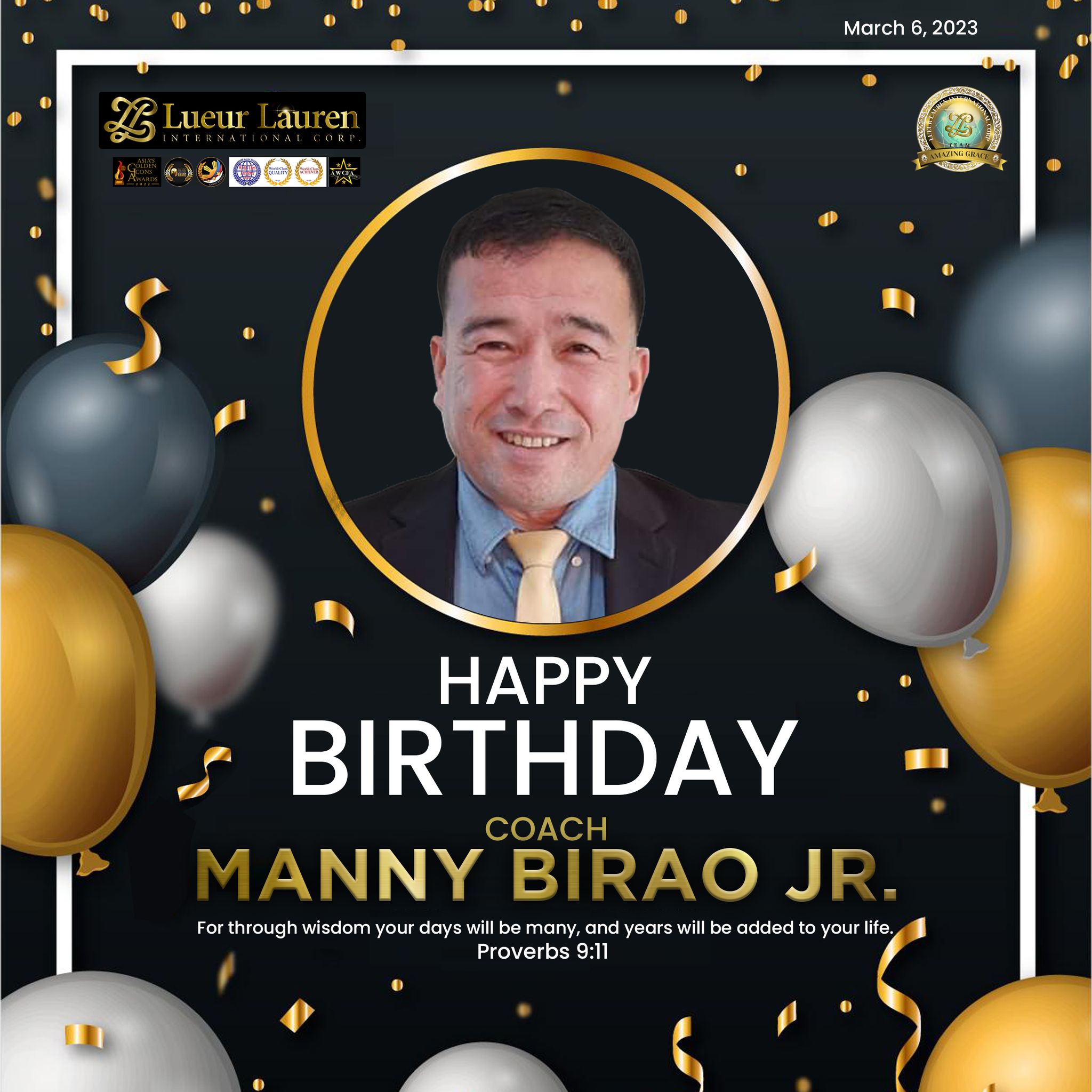 Team Amazing Grace, Mr. Manny Birao, a happy and blessed birthday today ...