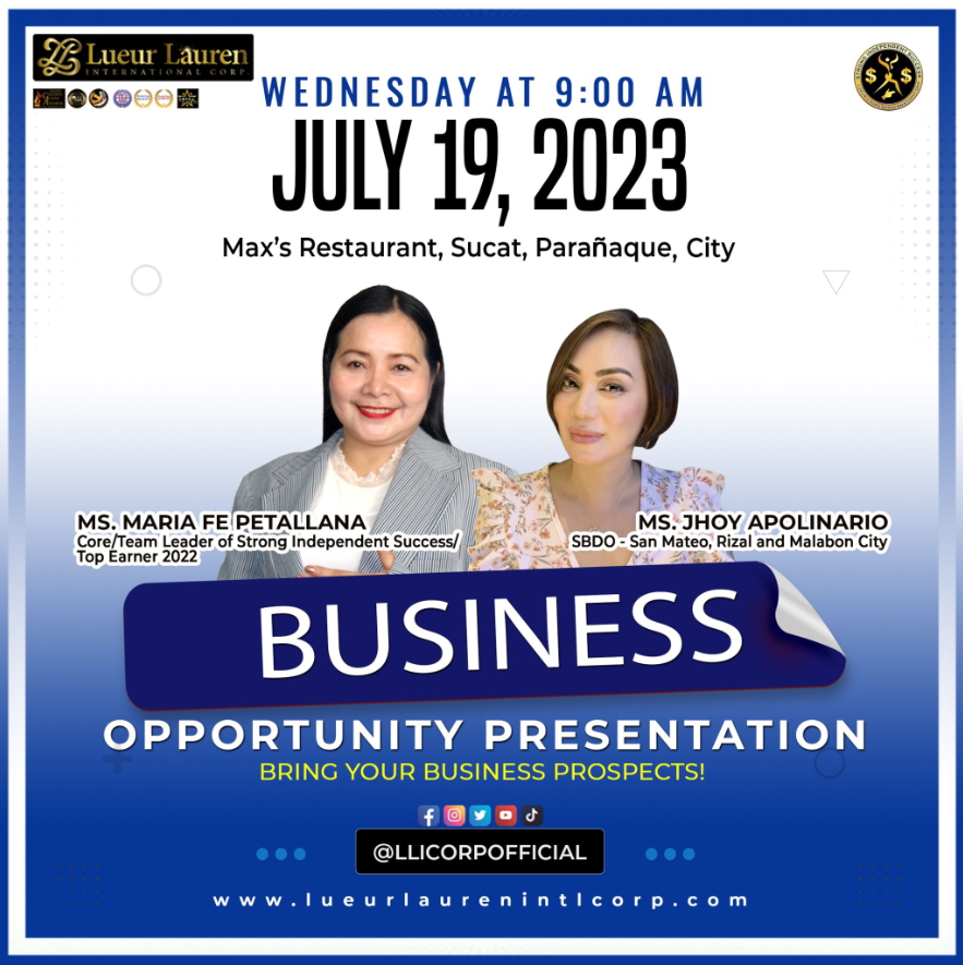 LLIC Business Opportunity Presentation on July 19, 2023, Wednesday, 9am ...