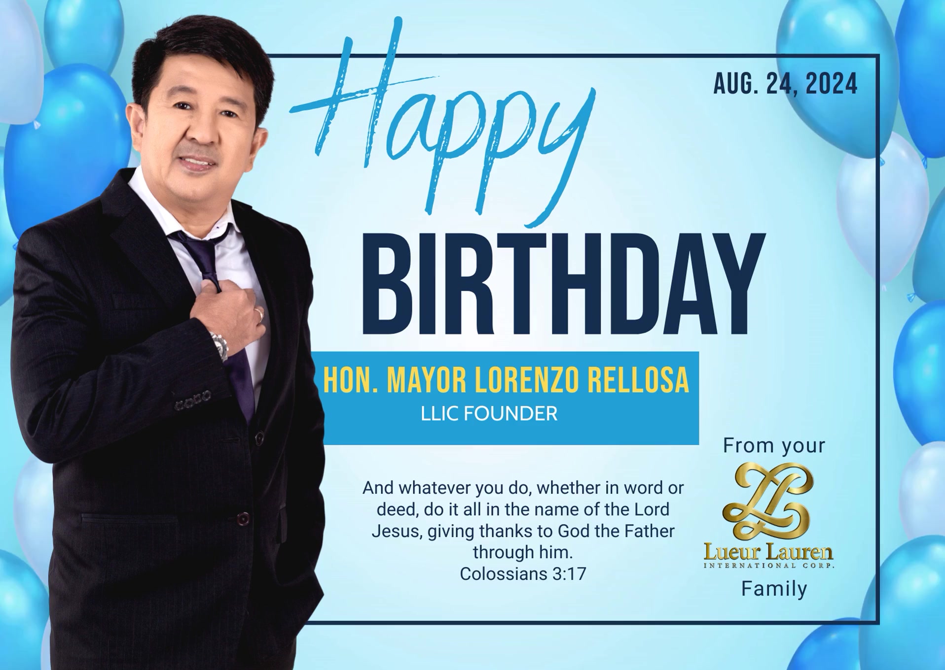 Happy Happy Birthday Mayor Lorenzo Rellosa! | LueurLauren International ...
